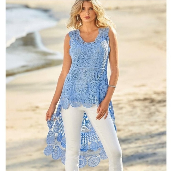 Boston Proper | Tops | Boston Proper Crochet Hi Low Top In Airy Blue ...